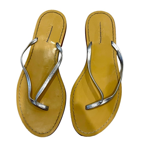 J. Crew | Shoes | Jcrew Silver Flip Flop Sandals | Poshmark